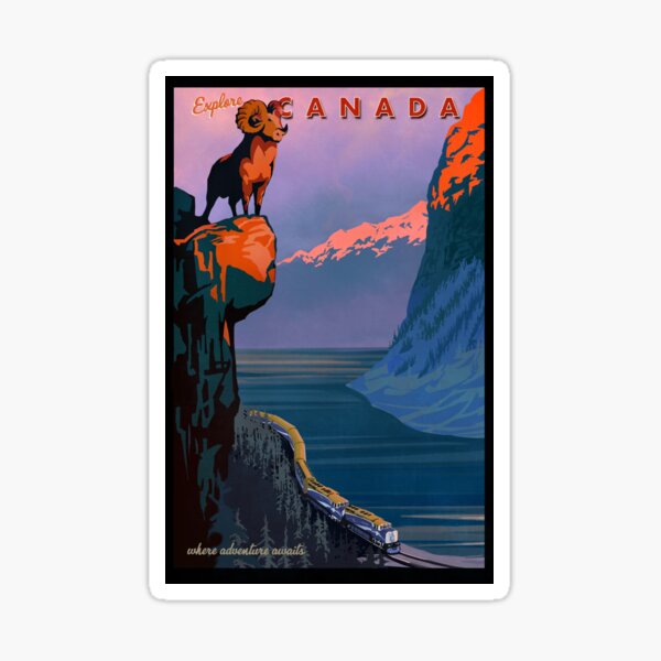 "Retro Explore Canada Train Travel Poster" Sticker for Sale by ...