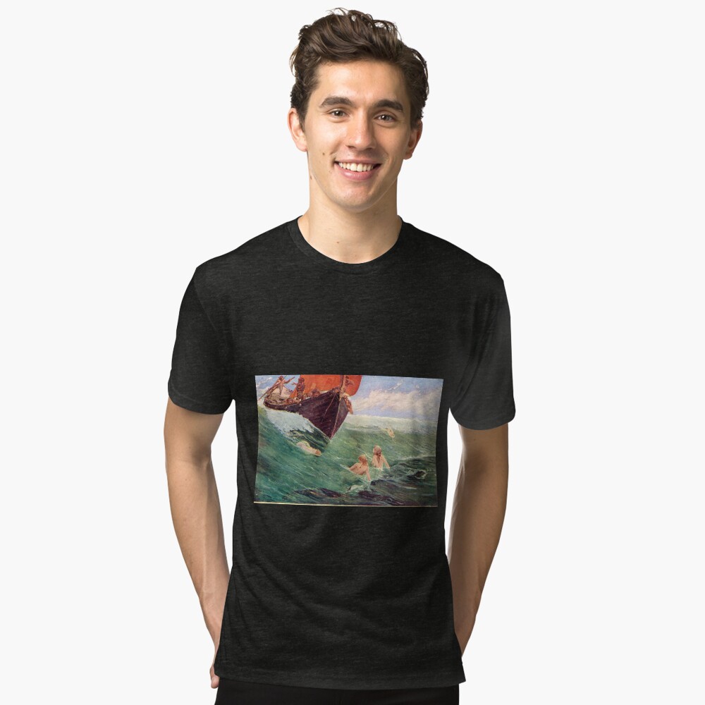 "Mermaids luring Sailors to their death on the rocks" T-shirt for Sale ...