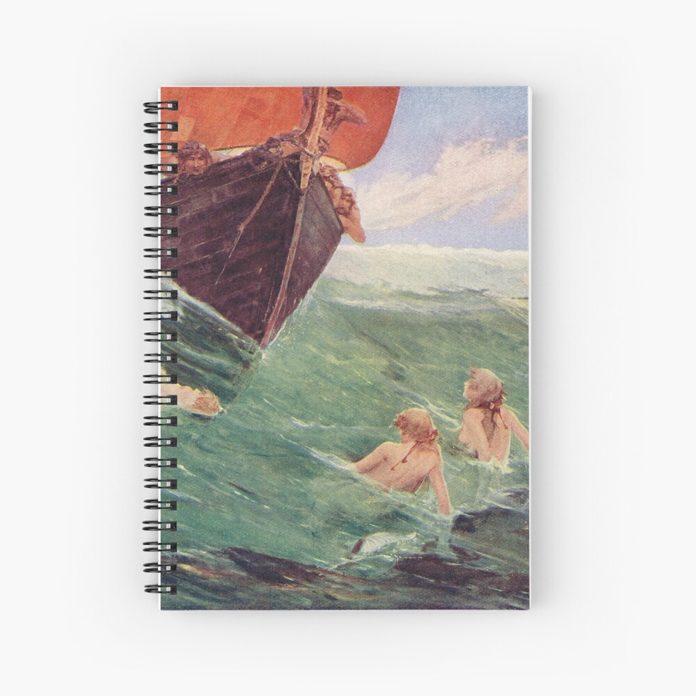 "Mermaids luring Sailors to their death on the rocks" Spiral Notebook ...