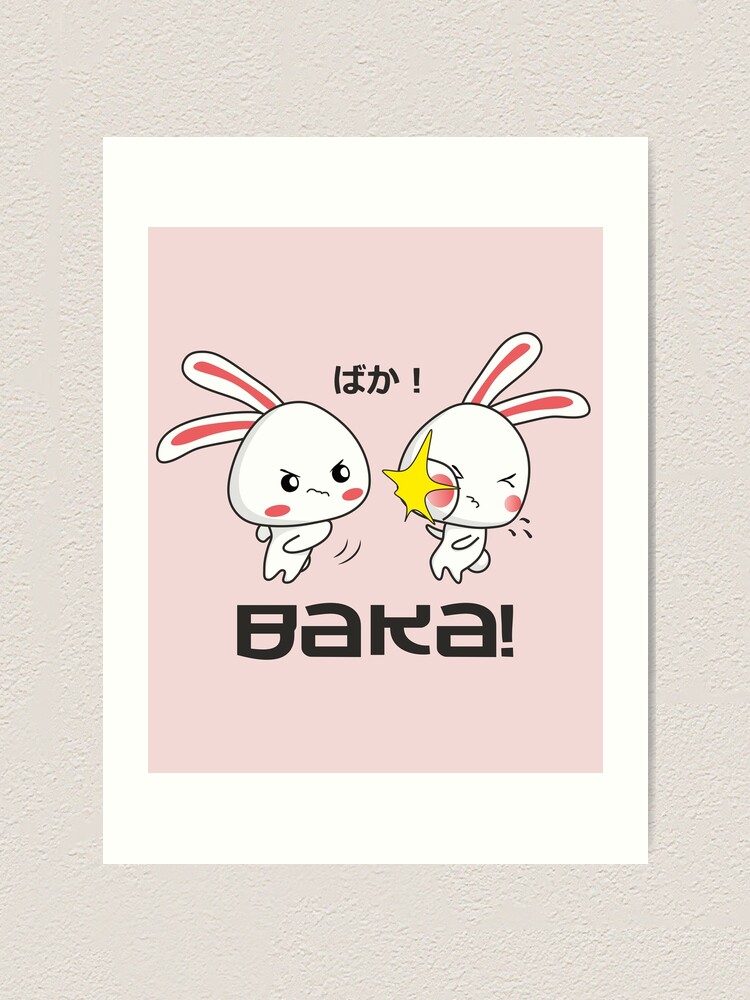 "Anime Baka Rabbit Slapping Another Rabbit Japanese Senpai Art" Art ...