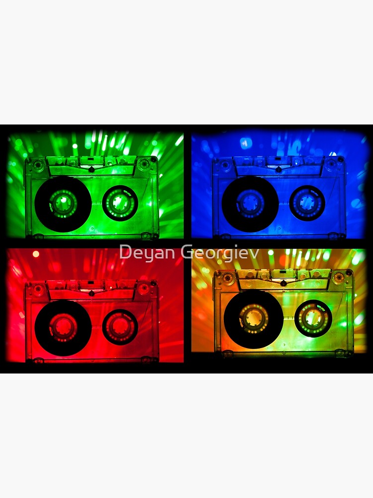 Lámina fotográfica «Cintas de cassette transparentes y luces de ...