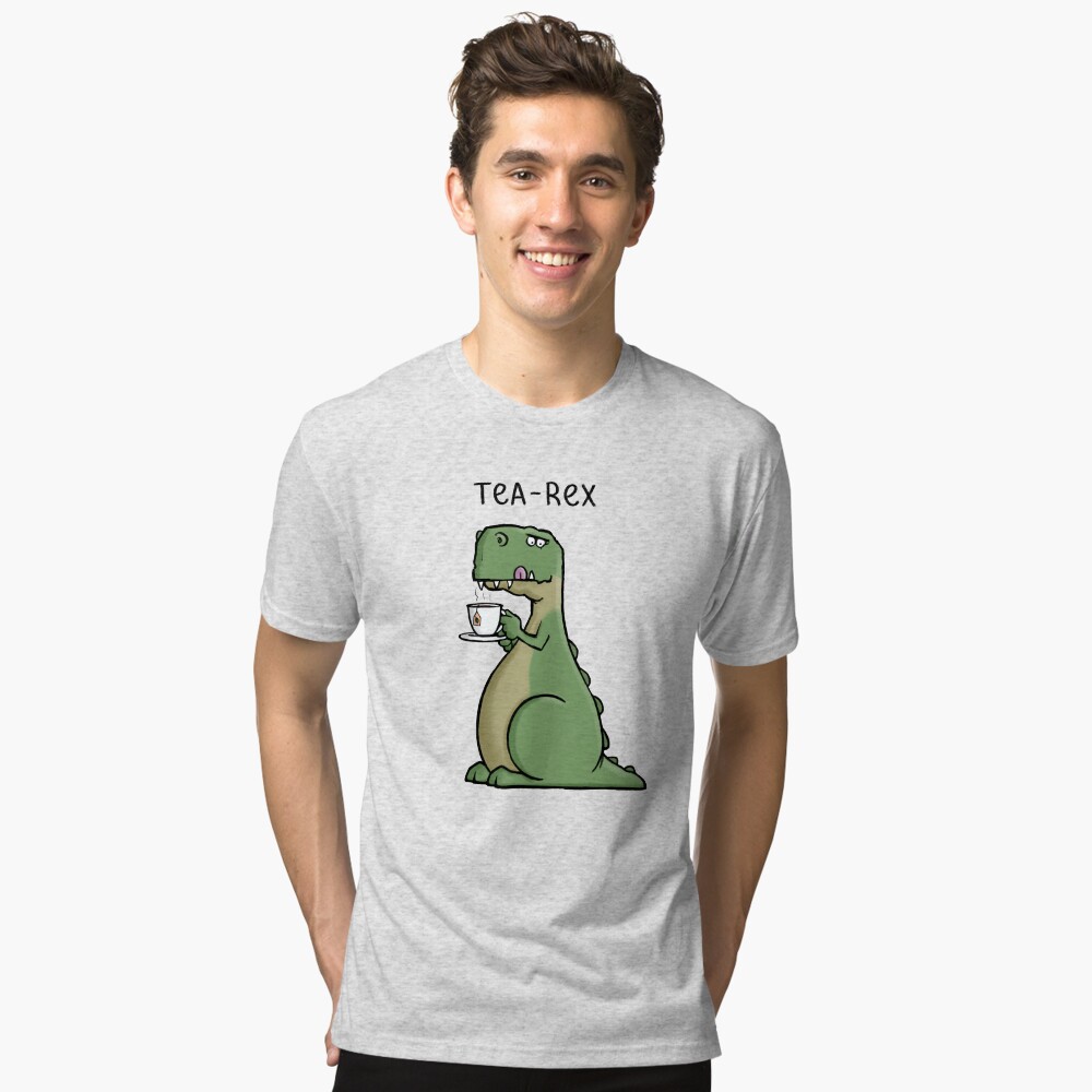 "Tea-Rex - Funny T-Rex Dinosaur Tea Pun Cartoon Illustration" Sticker ...