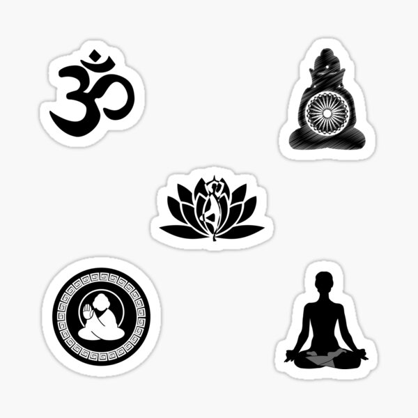"Five Zen and Yoga Designs" Sticker for Sale by Designs24U | Redbubble