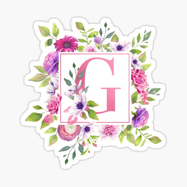 "Pink Floral Monogram - G" Sticker for Sale by Amanda-Lakey | Redbubble