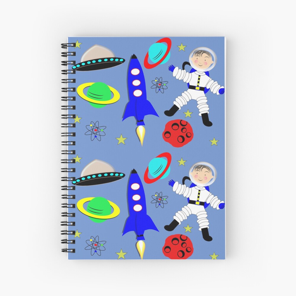 "Cartoon Outer Space Astronaut Graphic" Spiral Notebook for Sale by ...