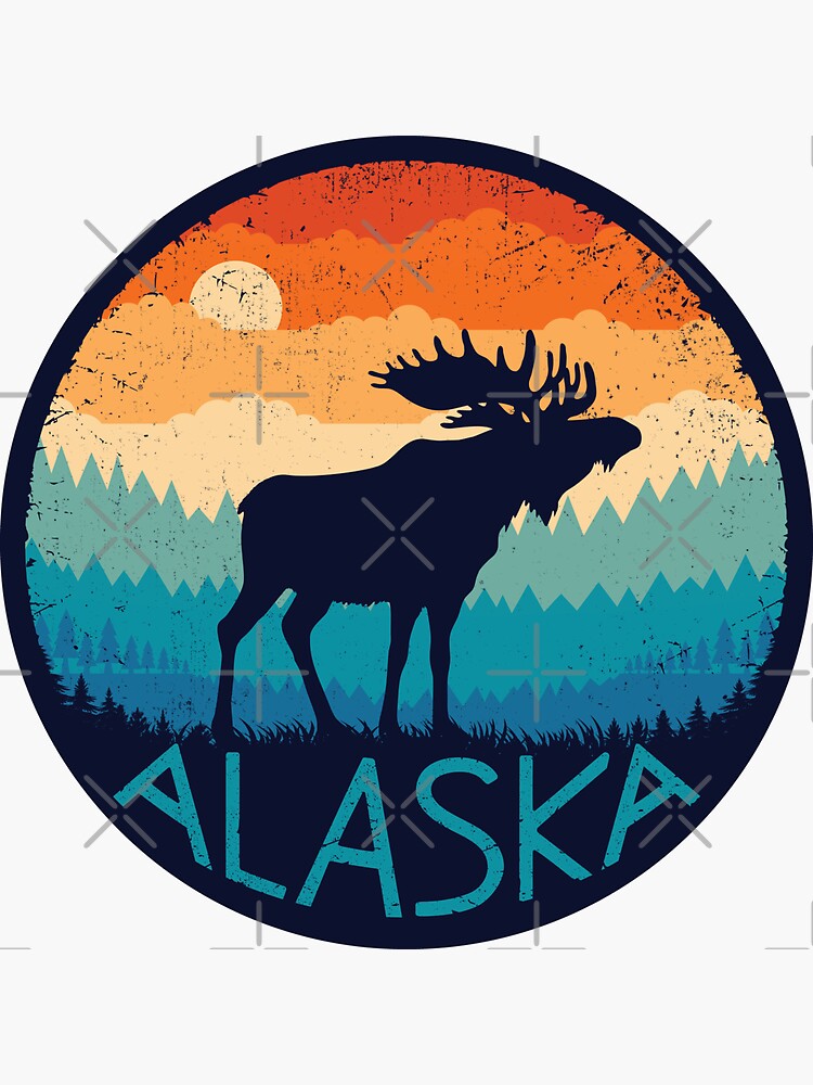 "Alaska Retro Moose" Sticker for Sale by TigerTomDesign | Redbubble