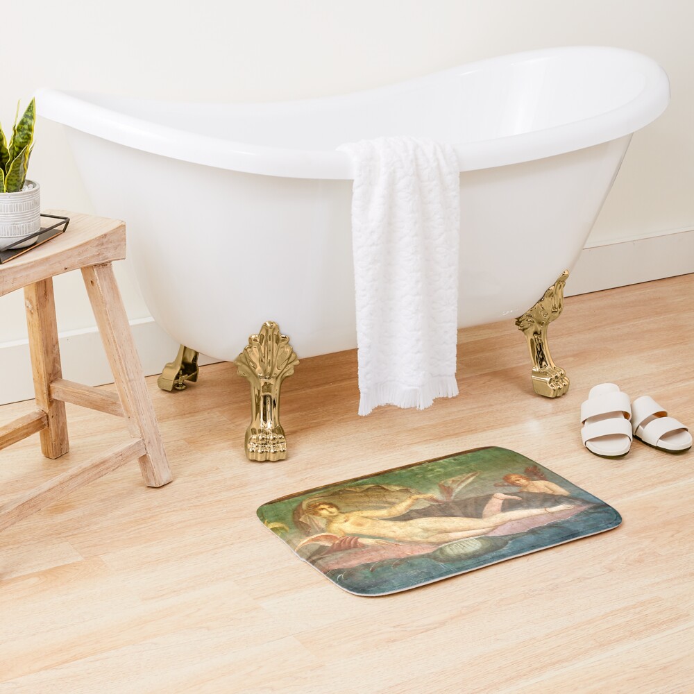 Naked Woman. Venus On Clamshell, Fresco, Pompeii, Roman. Bath Mat