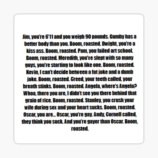 "Boom Roasted Text" Sticker by ChloeLangley | Redbubble