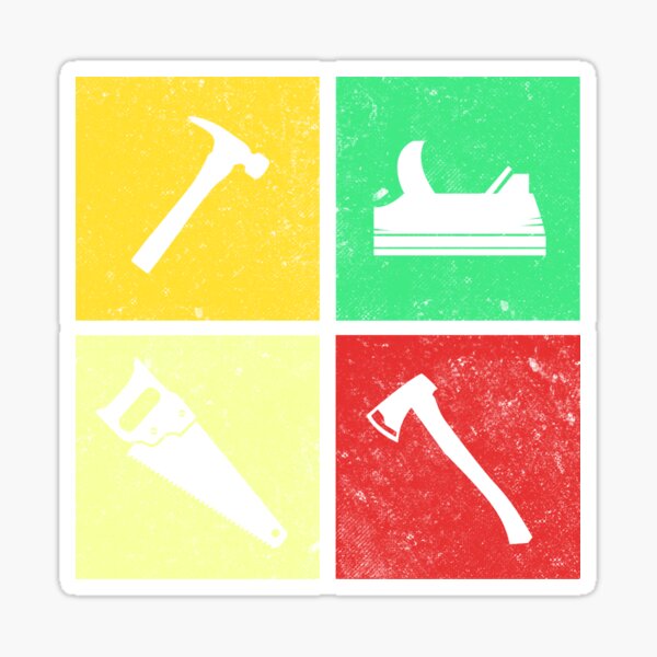 "Retro Woodworking Tools Carpenter" Sticker for Sale by alwe-designs ...