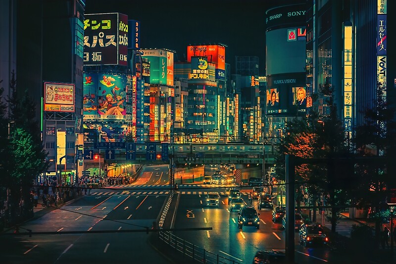 "Neo Tokyo - Japan Night Photo" by Anthonypresley | Redbubble