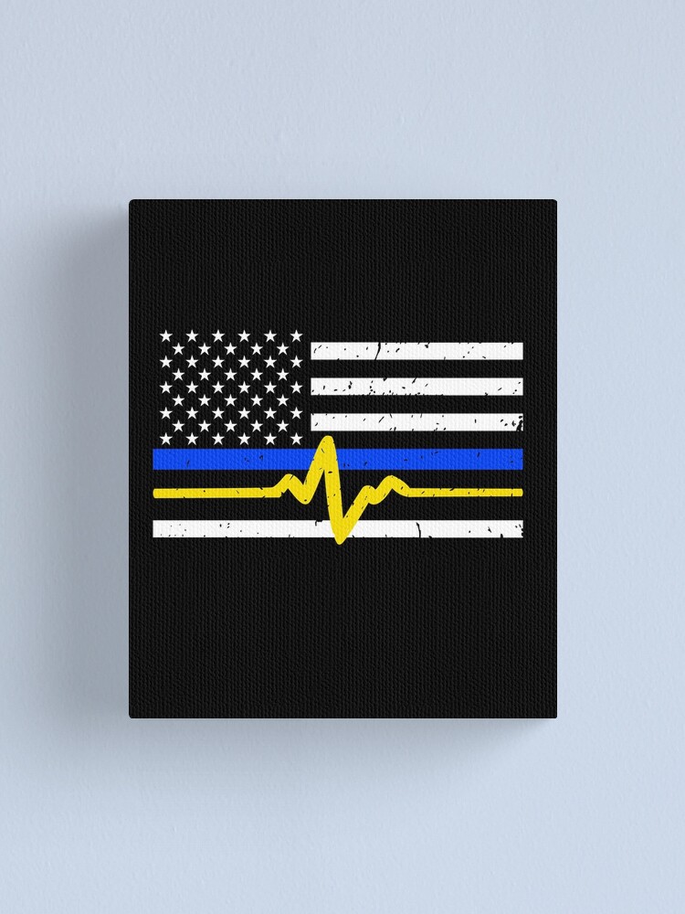 "Thin Blue Gold Line Flag - 911 Dispatcher - Police Dispatcher" Canvas ...