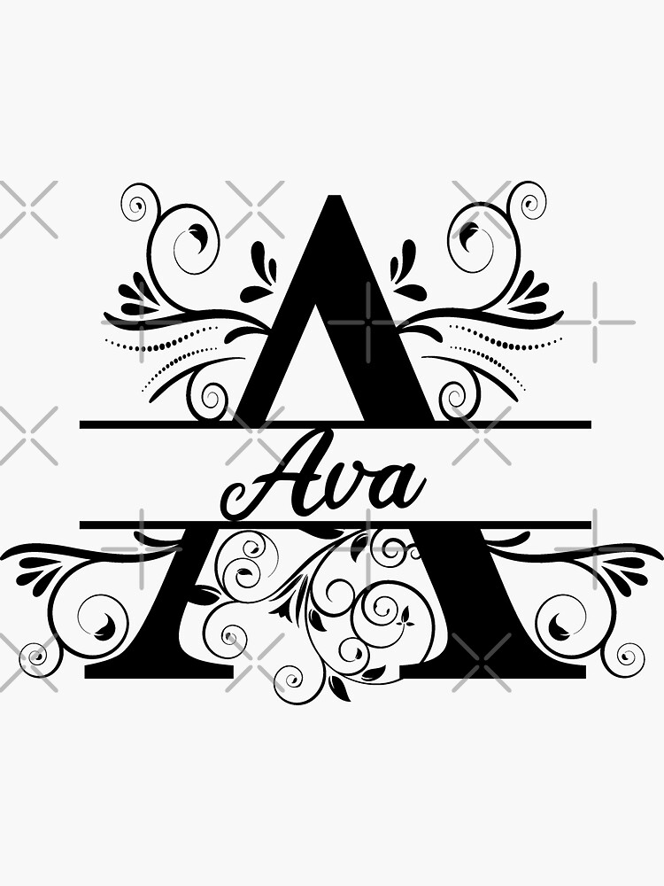 "Personalized Monogram A Name - Ava - Letter A" Sticker by MysticMagpie ...