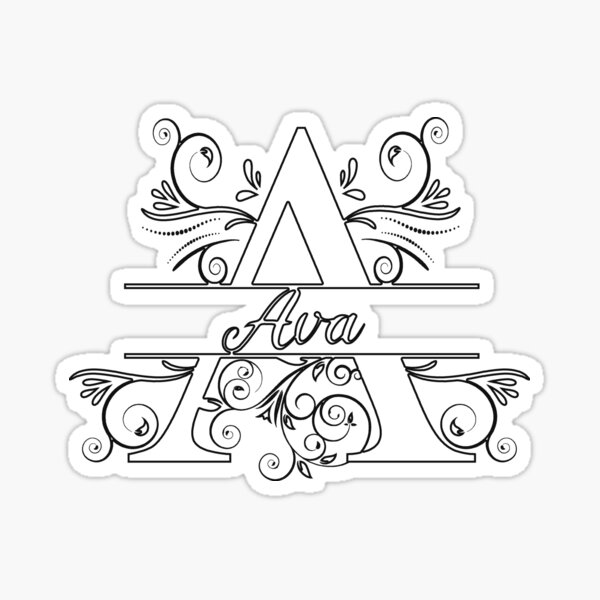 "Personalized Name Monogram - A - Ava - Letter A White" Sticker for ...