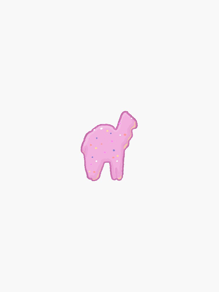 "Pink Frosted Animal Cracker" Sticker for Sale by Grace G | Redbubble