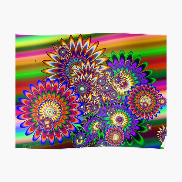 "Hippy Dippy Flowers" Poster by wolfepaw | Redbubble