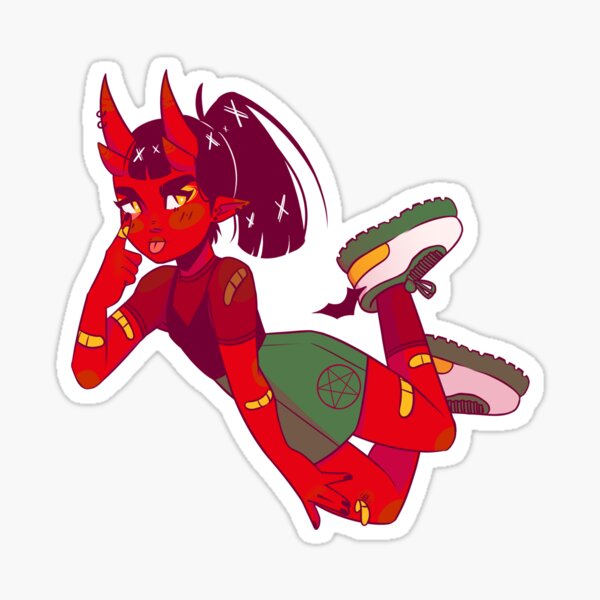 "Demon Girl" Sticker by Minty-Tea | Redbubble
