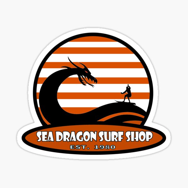 "Sea Dragon Surf Shop" Sticker for Sale by WallabyWorks | Redbubble
