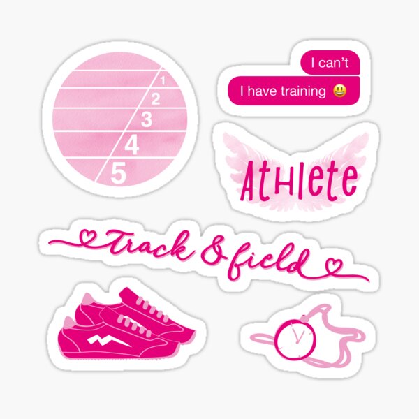 "Hot Pink Watercolor Track and Field Athlete Pack" Sticker for Sale by ...