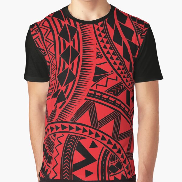 "Polynesian samoan tattoo red black design" Graphic T-Shirt for Sale by Ayelet Fleming | Redbubble