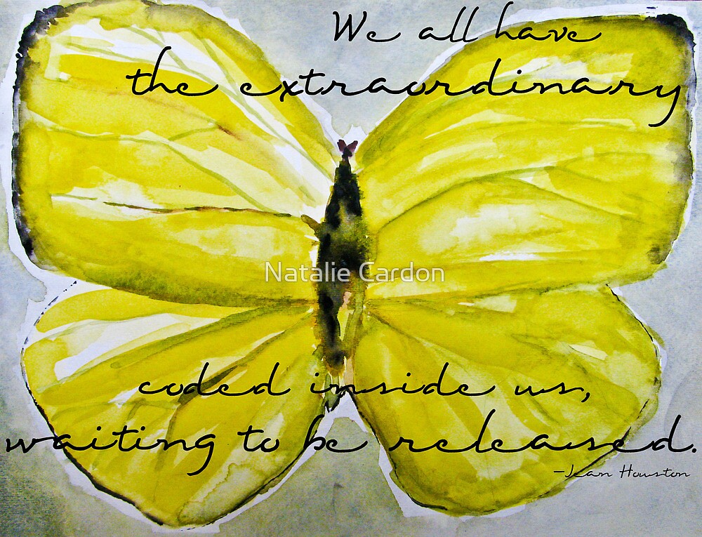 "Yellow Buttercup Butterfly with Quote overlay" by Natalie Cardon ...