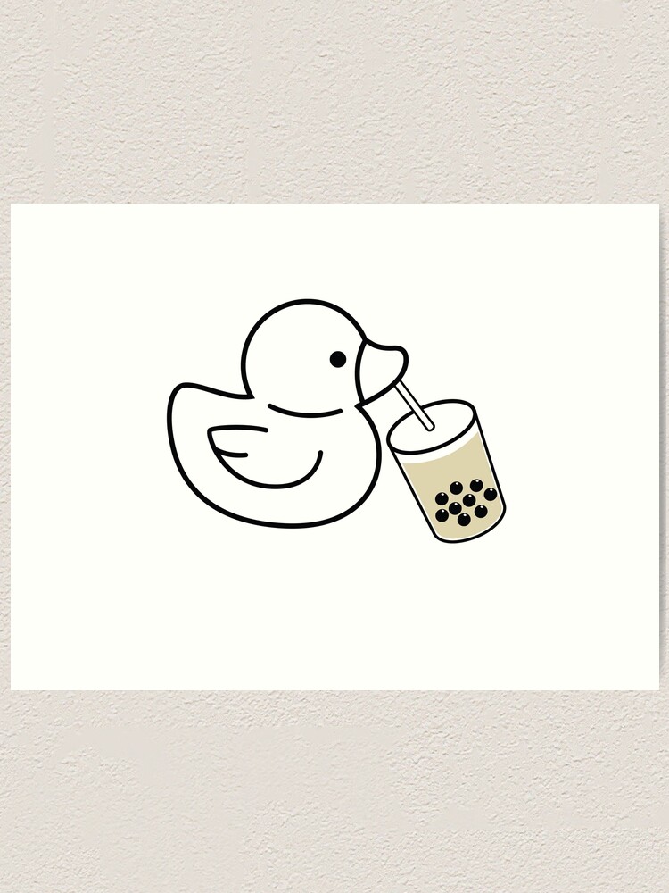 "Ducky Duck Drinking Boba Milk Tea by Bobalogy" Art Print for Sale by ...