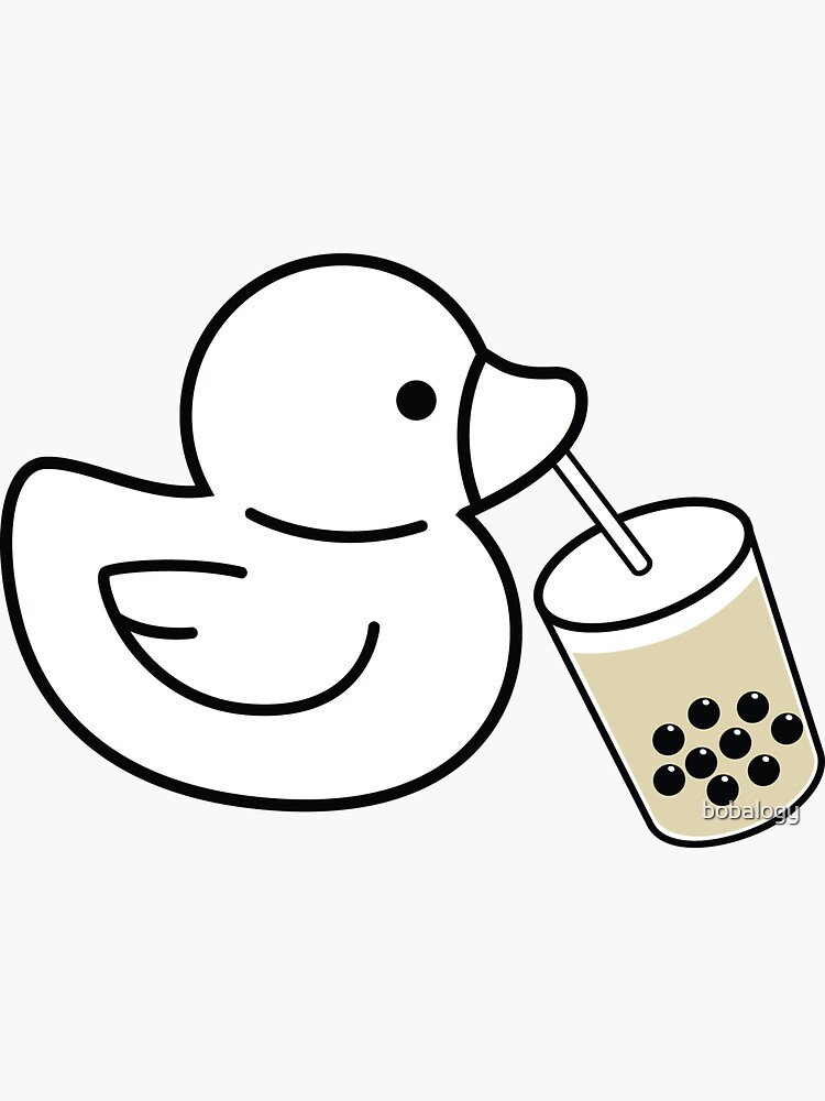 "Ducky Duck Drinking Boba Milk Tea by Bobalogy" Sticker for Sale by ...