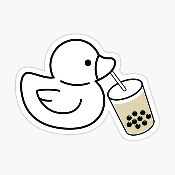 "Ducky Duck Drinking Boba Milk Tea by Bobalogy" Sticker for Sale by ...