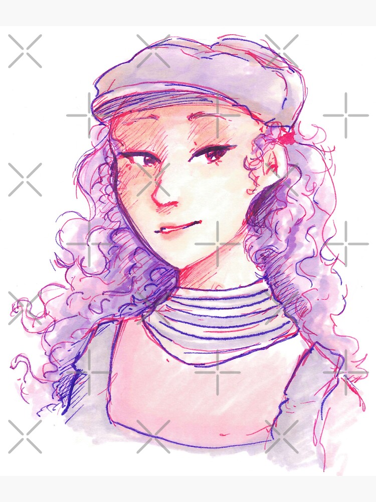 "Purple hair anime girl sticker" Sticker for Sale by velarinne | Redbubble