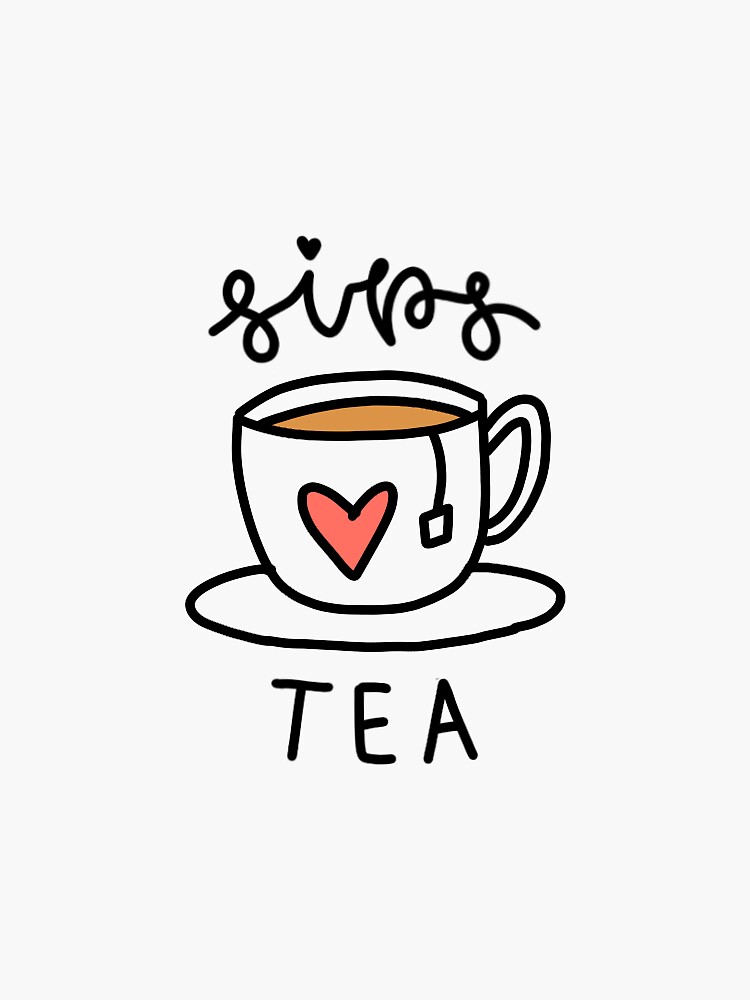 "Sips Tea illustration Sticker" Sticker for Sale by TinySaz | Redbubble