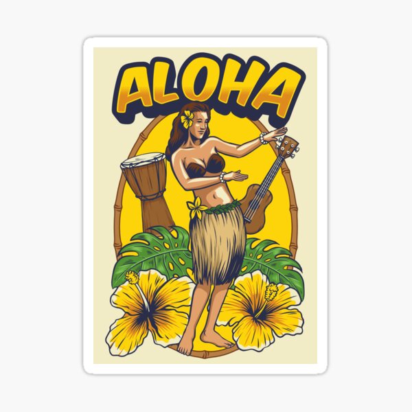 "Vintage Hawaiin hula dancer" Sticker for Sale by Alli Well | Redbubble