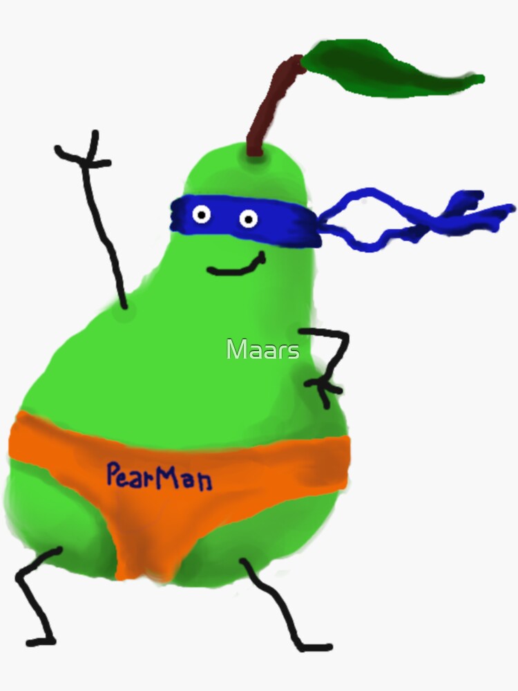"Pear Man - Mr. Pear - Fanta Pear - Fruit Man" Sticker by Maars | Redbubble