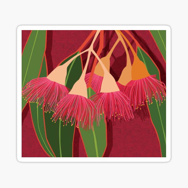 "Pink Flowering Gum Leaves Australia" Sticker for Sale by blueidesign ...