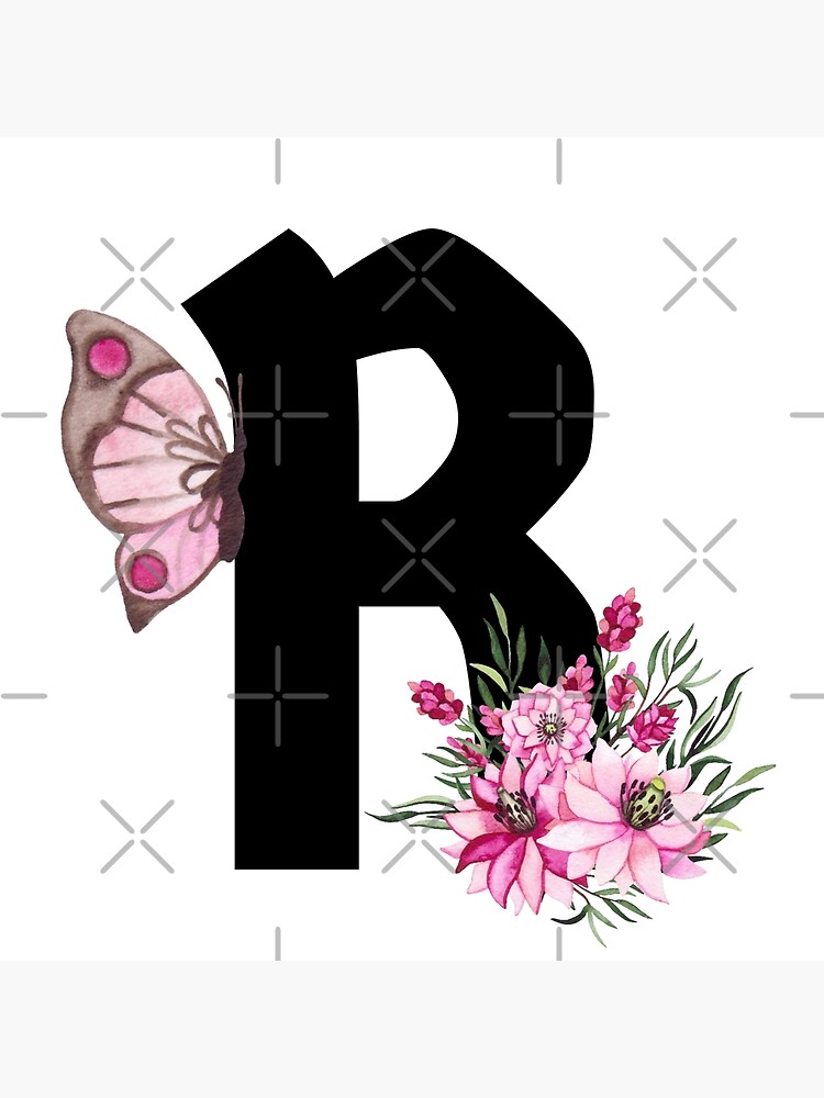 "letter r pink flower alphabet monogram butterfly" Art Print by atevern ...