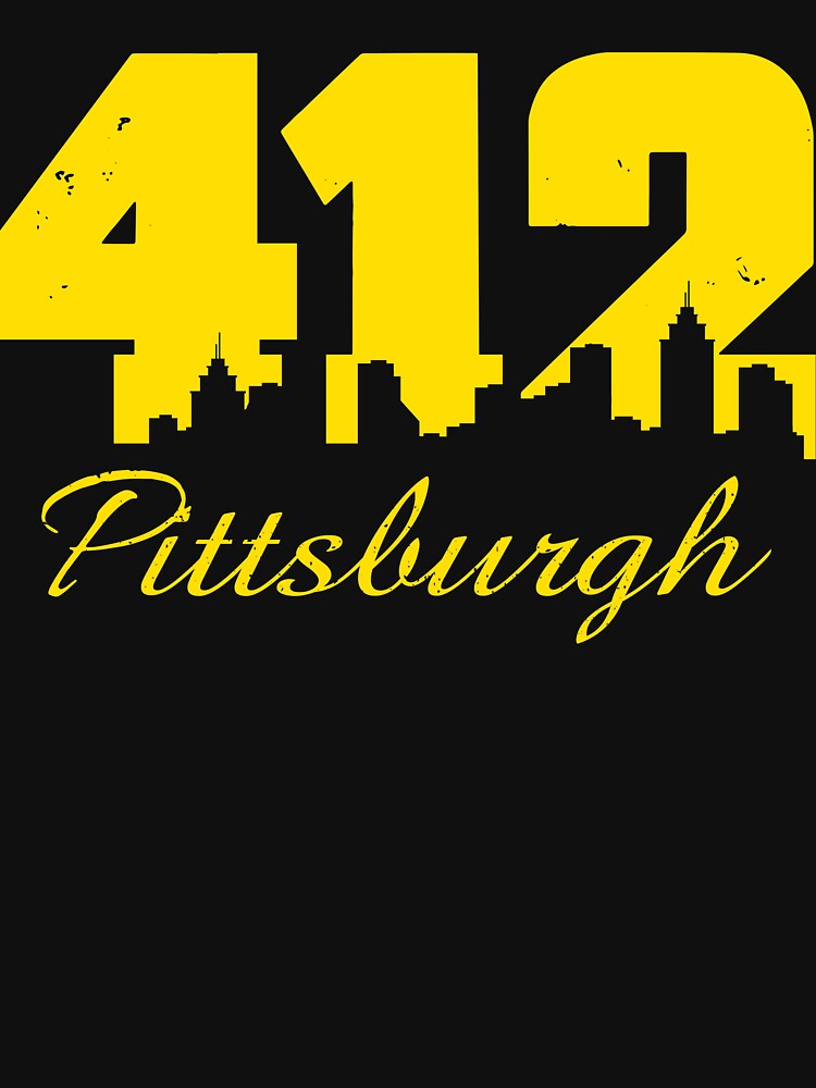 "412 City Skyline Yellow Pittsburgh" Essential T-Shirt for Sale by ...