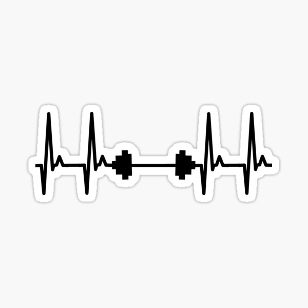 "Heartbeat Barbell Heart Rate Monitor Training" Sticker by kailukask ...