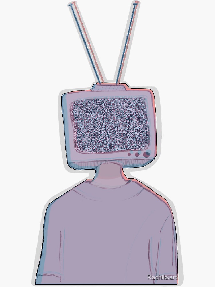 "- Tv Head Sticker -" Sticker for Sale by Fawnlull | Redbubble