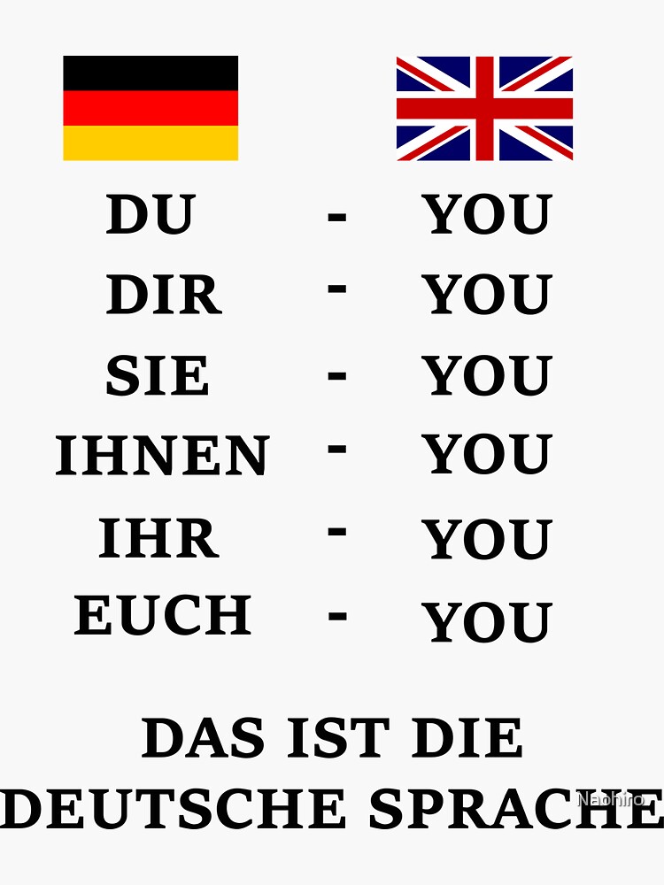 "Language German English You Du declension" Sticker for Sale by Naohiro ...