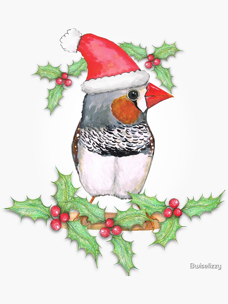 "Zebra finch Christmas style" Sticker for Sale by Bwiselizzy | Redbubble
