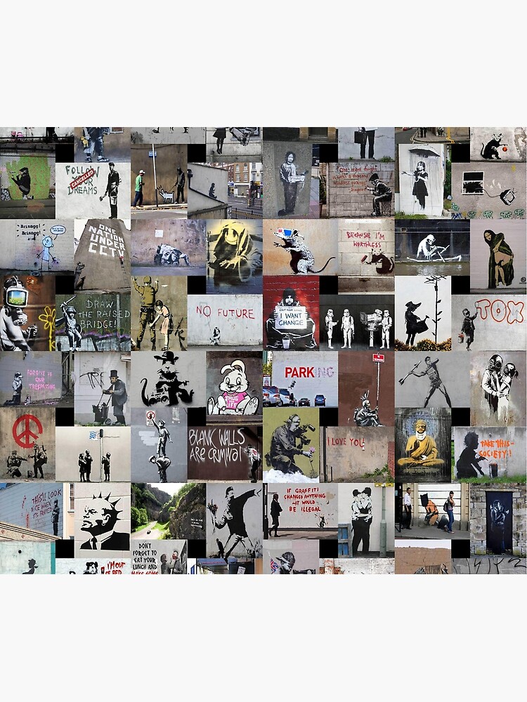 "Banksy" Throw Blanket for Sale by Montage-Madness | Redbubble