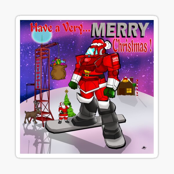 "Merry Christmas Robot" Sticker by Lytebound | Redbubble