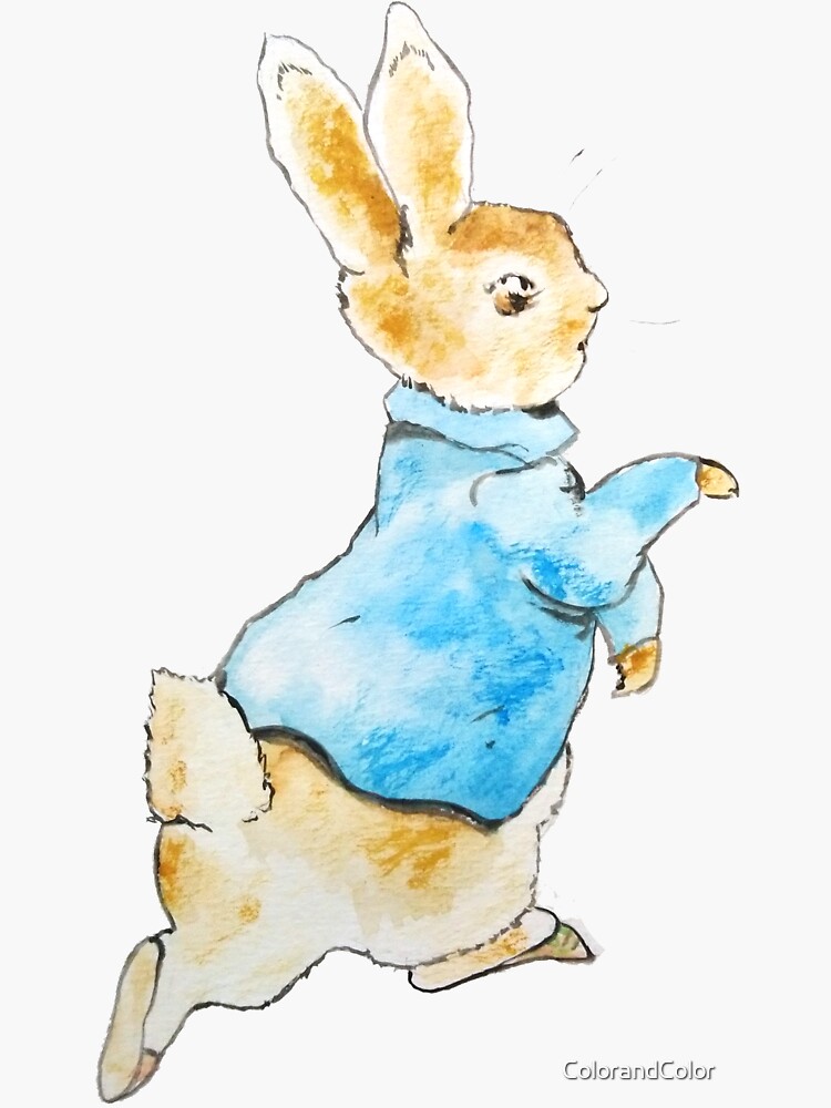 "Peter Rabbit Running away" Sticker for Sale by ColorandColor | Redbubble
