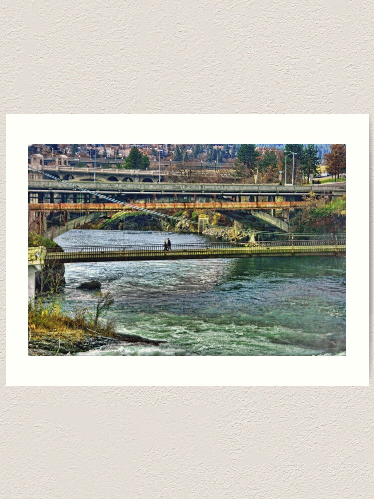 "Walking Bridges Over the Spokane River" Art Print for Sale by fanotig ...
