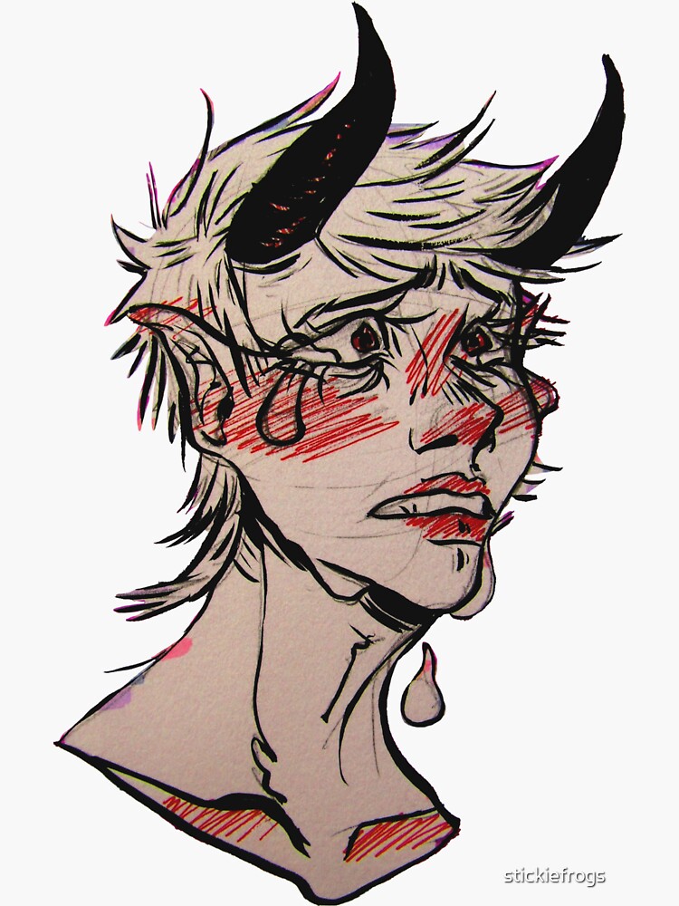 "sad demon boy" Sticker for Sale by stickiefrogs | Redbubble