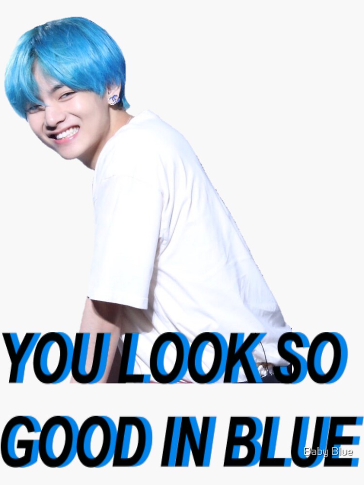 "BTS- Blue Tae" Sticker for Sale by spacecrisps | Redbubble