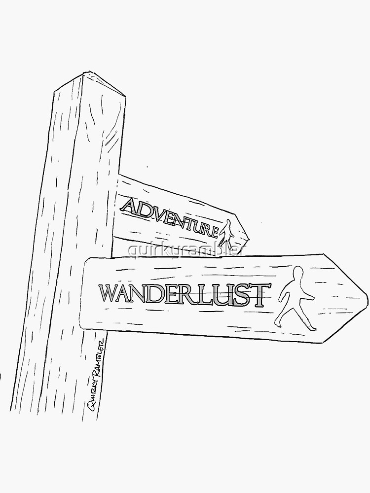 "Wanderlust / Adventure Signpost" Sticker for Sale by quirkyrambler ...