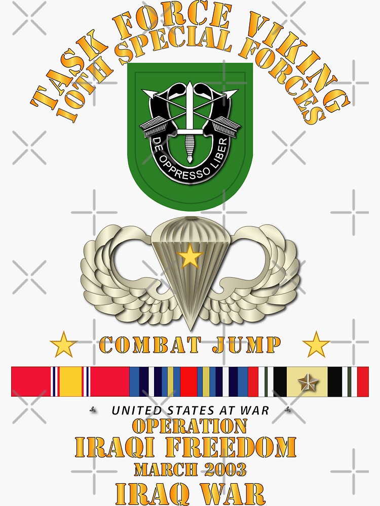 "SOF - Combat Jump - TF VIking - 10th SFG - OEF - Iraq w SVC" Sticker ...
