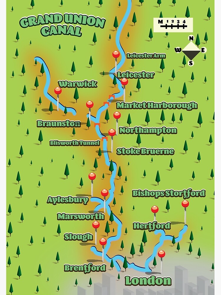 "Grand Union Canal Map" Poster by vectorwebstore | Redbubble