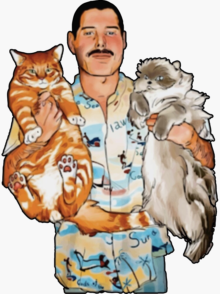 "mercat men character two men cat" Sticker by KarlaRobinson | Redbubble