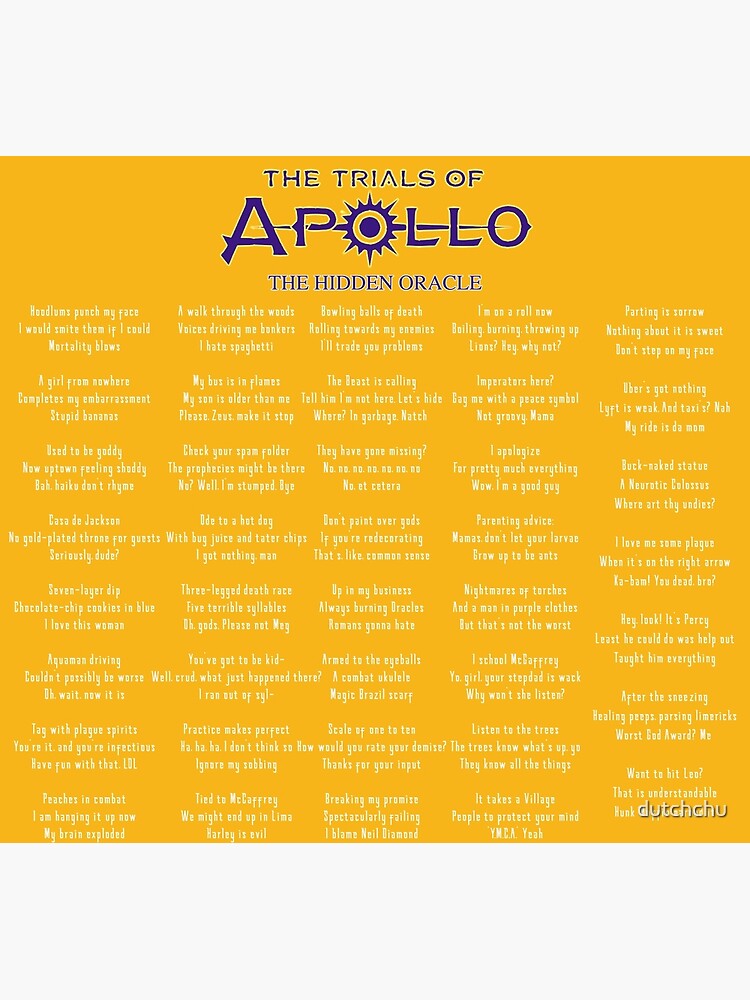 "All Apollo haikus, The Hidden Oracle" Poster for Sale by dutchchu ...