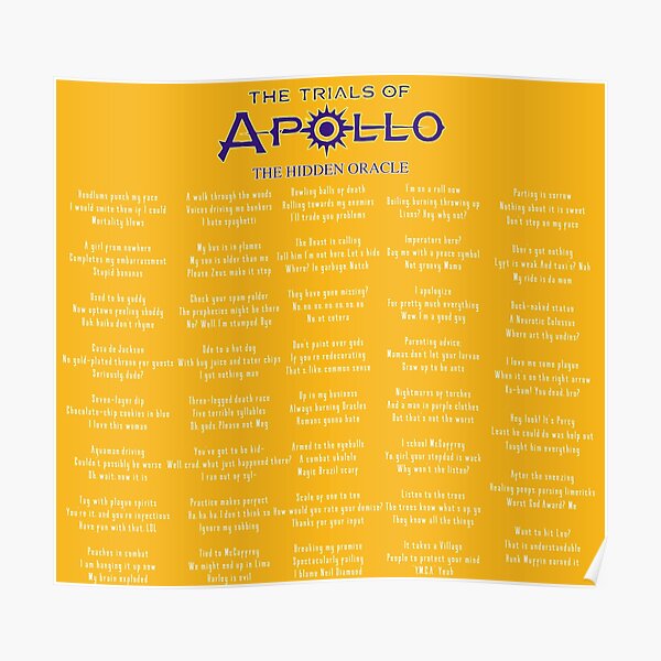"All Apollo haikus, The Hidden Oracle" Poster by dutchchu | Redbubble